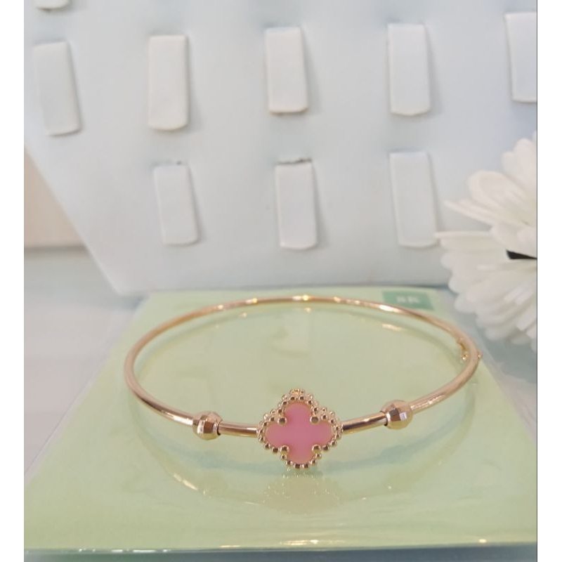 Jual Gelang Pipa Clover pink mas asli | Shopee Indonesia