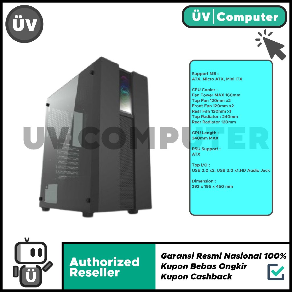 Jual Casing PC Komputer Inifnity CYCLOPS V2 Mid Tower ATX Case | Shopee ...