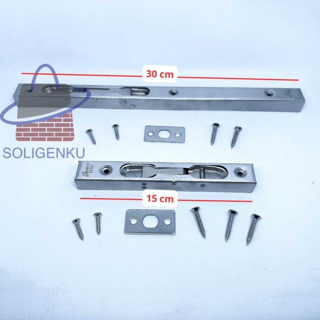 Jual Grendel tanam stainless SOLIGEN 6" + 12" selot pintu 2 flush bolt ...