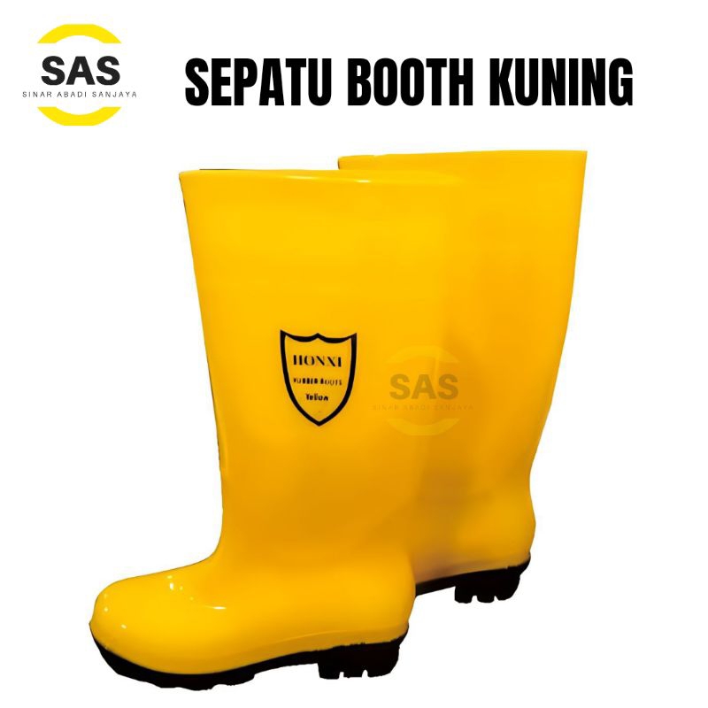 Jual [SAS] Sepatu Boot Tinggi Honxi Kuning / Safety Boots Karet Lentur ...