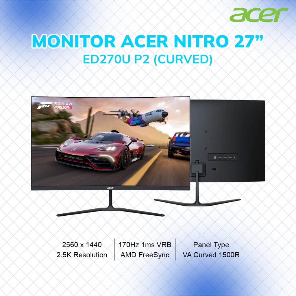 Jual Monitor Gaming PC 27 Inch Acer Nitro ED270U P2 (Curved/WQHD 2,5k ...