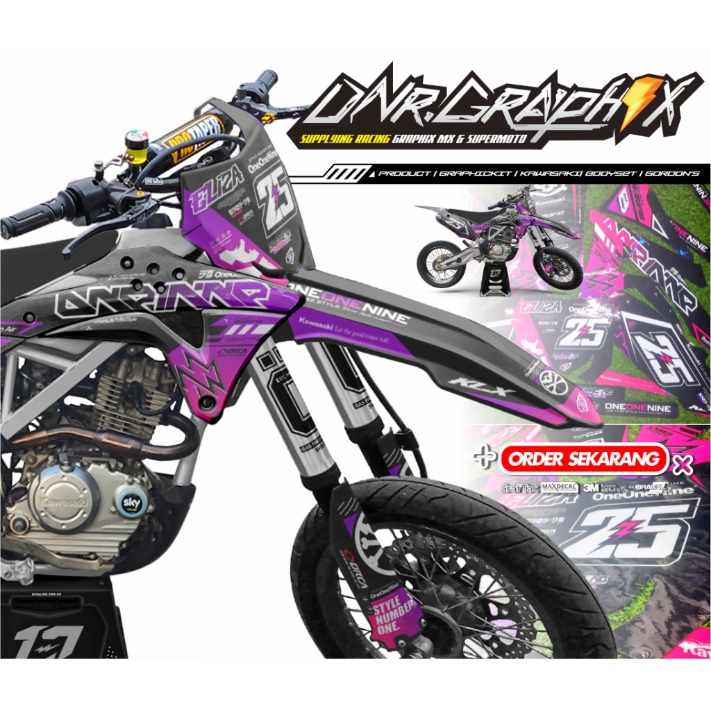 Jual PURPLE PINK SERIES !!! Custom Decals KLX, DTX , WR, CRF Supermoto ...