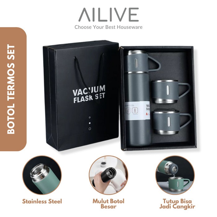 Jual Termos Sultan Vacuum Flask Set Botol Minum Cangkir Premium 500 ML ...