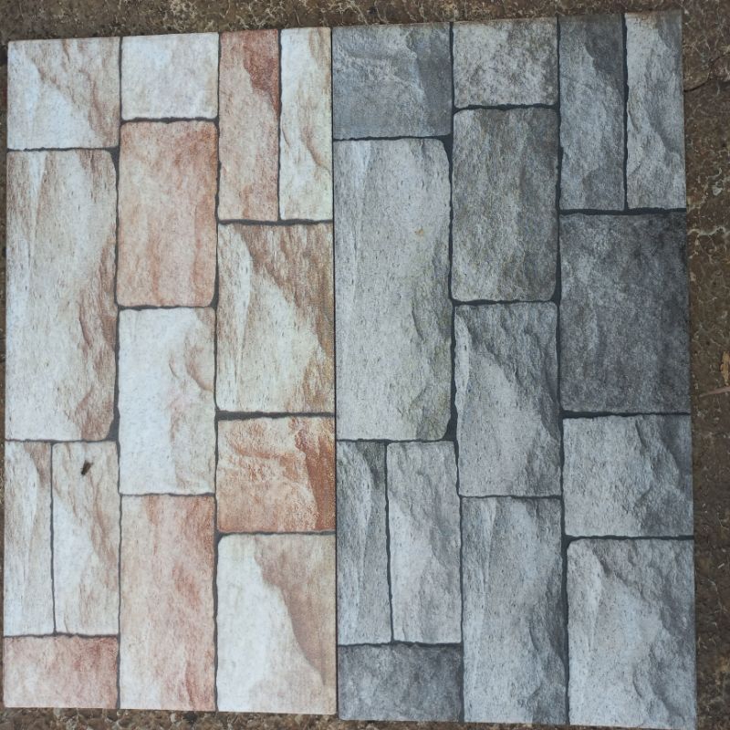 Jual KERAMIK DINDING BATU ALAM KASAR ASIA TILE GENOA CREAM/GREY 20X40 ...