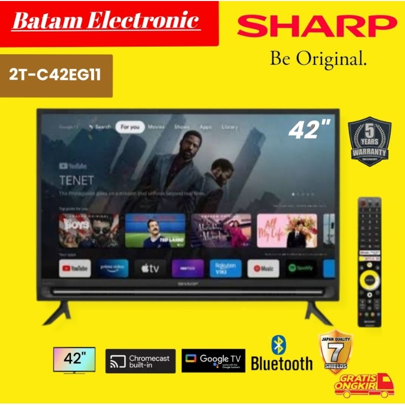 Jual TV LED SHARP 42 INCH / 42" 2T-C42EG1 / 42EG1 SMART GOOGLE TV FHD [ BATAM ] | Shopee Indonesia
