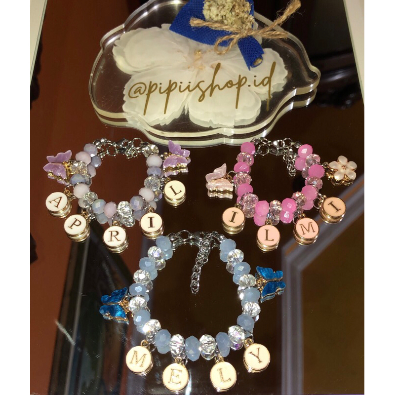 Jual Gelang Custom Nama Viral Handmade || Gelang kristal custom ...