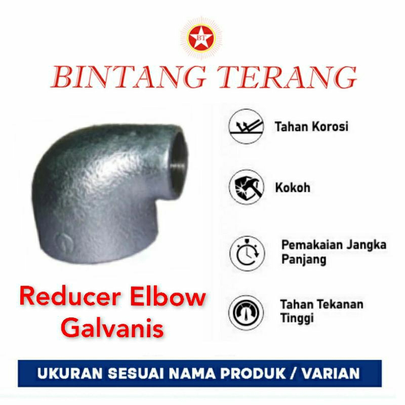 Jual Reducer Elbow Galvanis 1 x 3/4 / Vlok Knee Besi Galvanis / Reduser ...