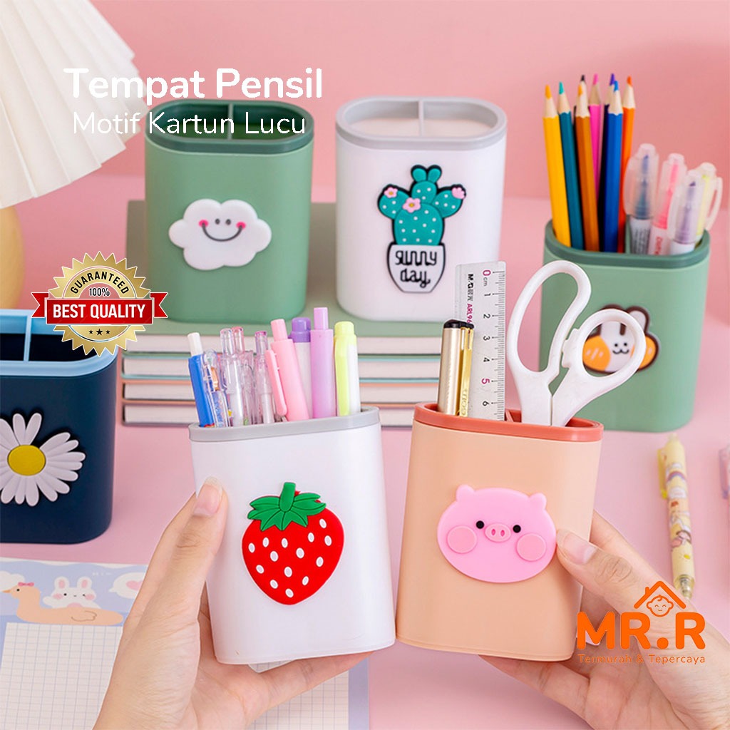 Jual Pen Holder 2 Sekat Motif Karakter Lucu Kotak Penyimpanan Serbaguna ...