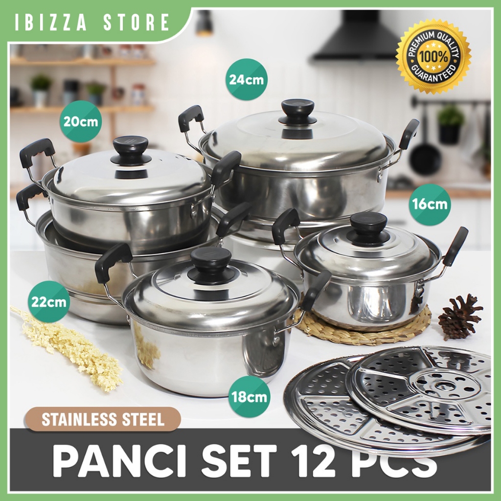 Jual PANCI SET 12PCS STAINLESS STEEL / PAKET SET PANCI MASAK LENGKAP ...