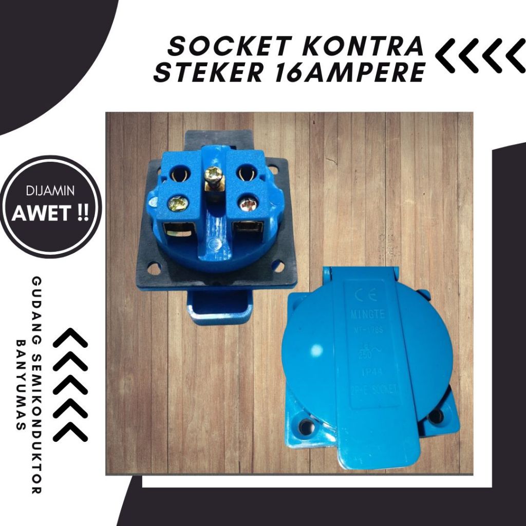 Jual Socket steker panel stop kontak 2 pin 16A ewig | Shopee Indonesia