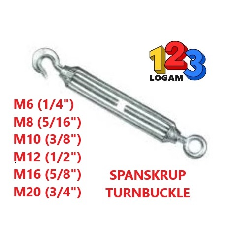 Jual Ukuran M16 (5/8") Turnbuckle - Spanskrup Bahan Besi Biasa | Shopee ...