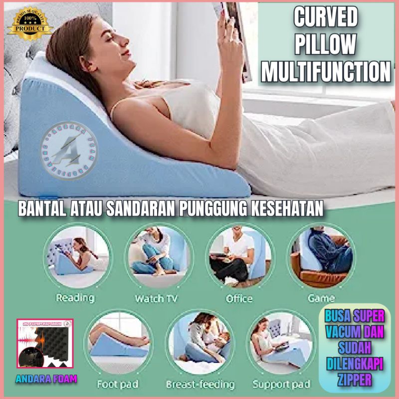 Jual CURVED PILLOW | BANTAL SANDARAN PUNGGUNG |BANTAL KESEHATAN MULTIFUNCTION | Shopee Indonesia