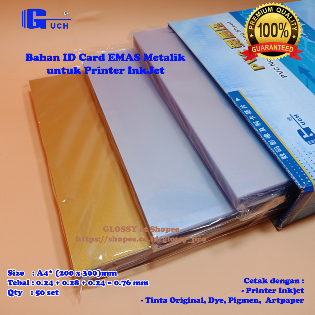 Jual PVC Bahan ID Card GUCH Gold Emas | Shopee Indonesia