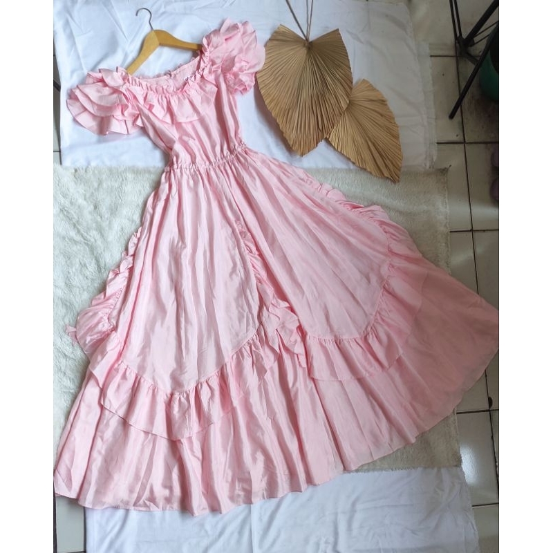 Jual Gaun Panjang Pink Vintage Noni cantik/long gown vintage pink ...