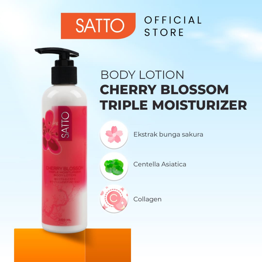 Jual Satto Body Lotion Cherry Blossom Triple Moisturizer 250G - Wangi ...