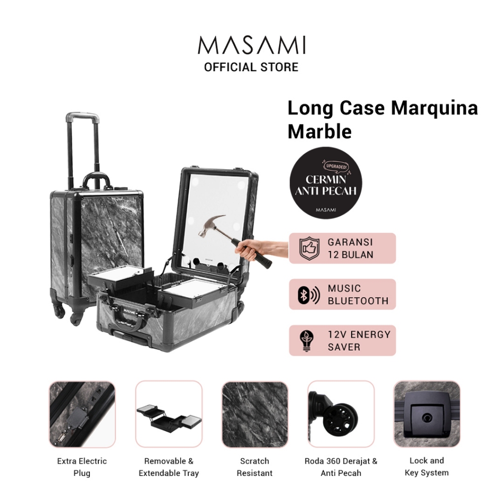 Jual Masami Marquina Marble Long Mirror Full Mirror Flat Bulb Beauty ...