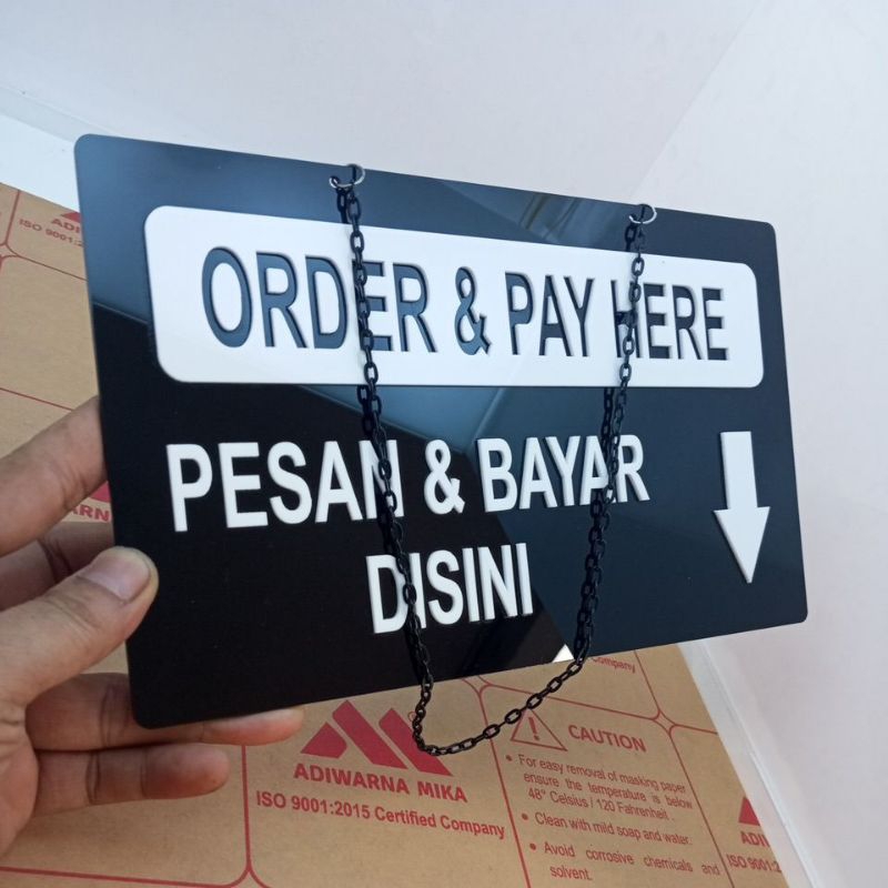 Jual Order & Pay Here, Pesan & Bayar Disini Sign In Acrilik Timbul ...