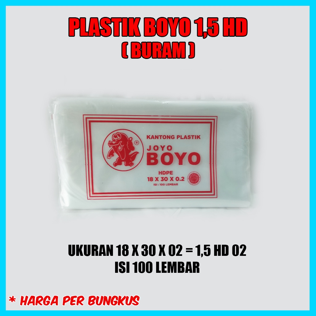Jual Plastik Boyo HD 1,5 kg 02 Buram ukuran 18 x 30 x 02 isi 100 lembar ...