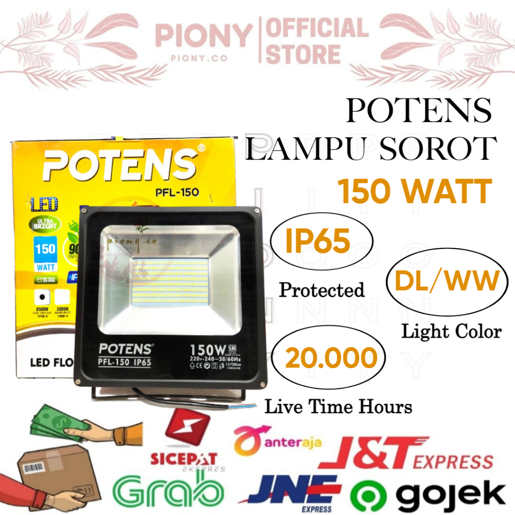 Jual LAMPU SOROT POTENS LED FLOOD LIGHT 150W 200W 300W 400W / KAP ...