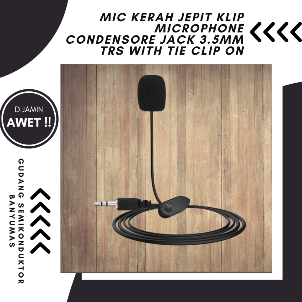 Jual MIC KERAH JEPIT KLIP MICROPHONE CONDENSORE JACK 3.5MM TRS WITH TIE ...