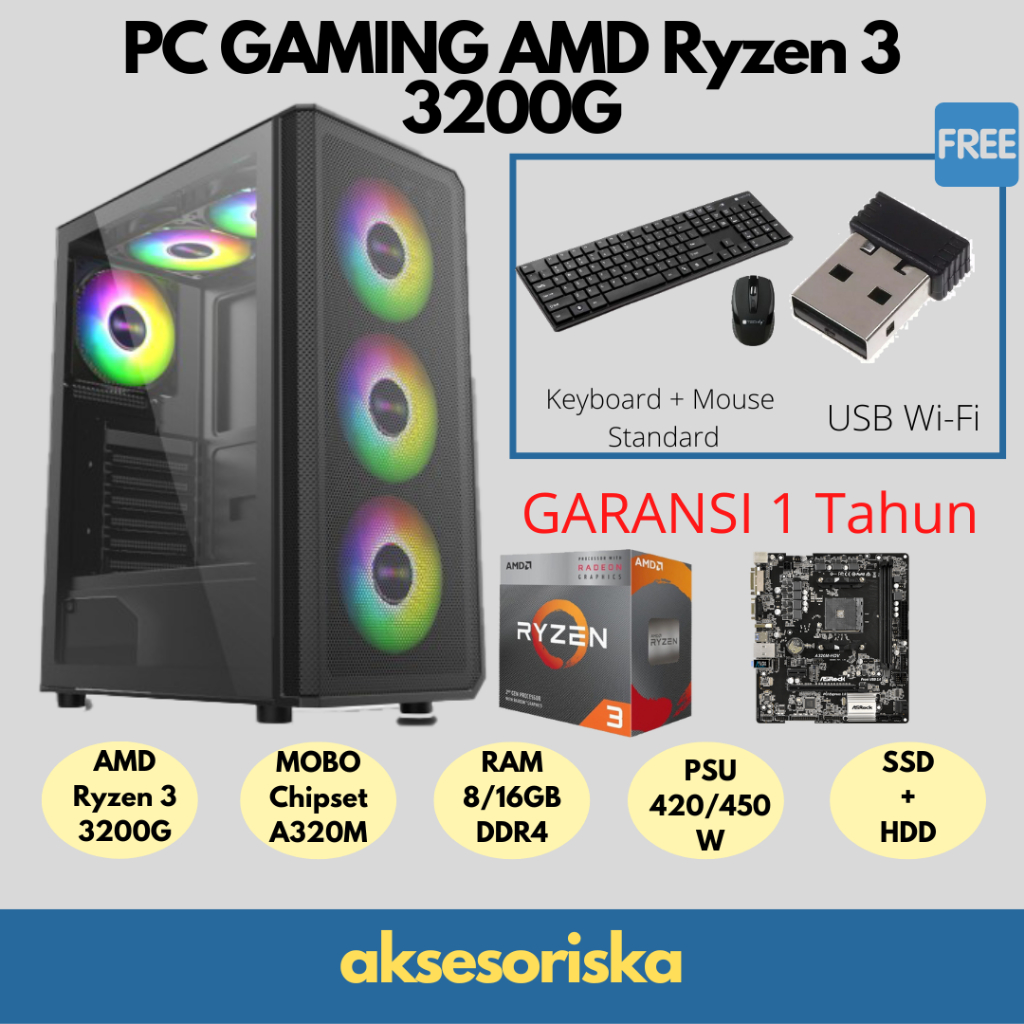 Jual Paket PC Rakitan Komputer CPU Gaming AMD Ryzen 3 3200G SIAP GAMING | Shopee Indonesia