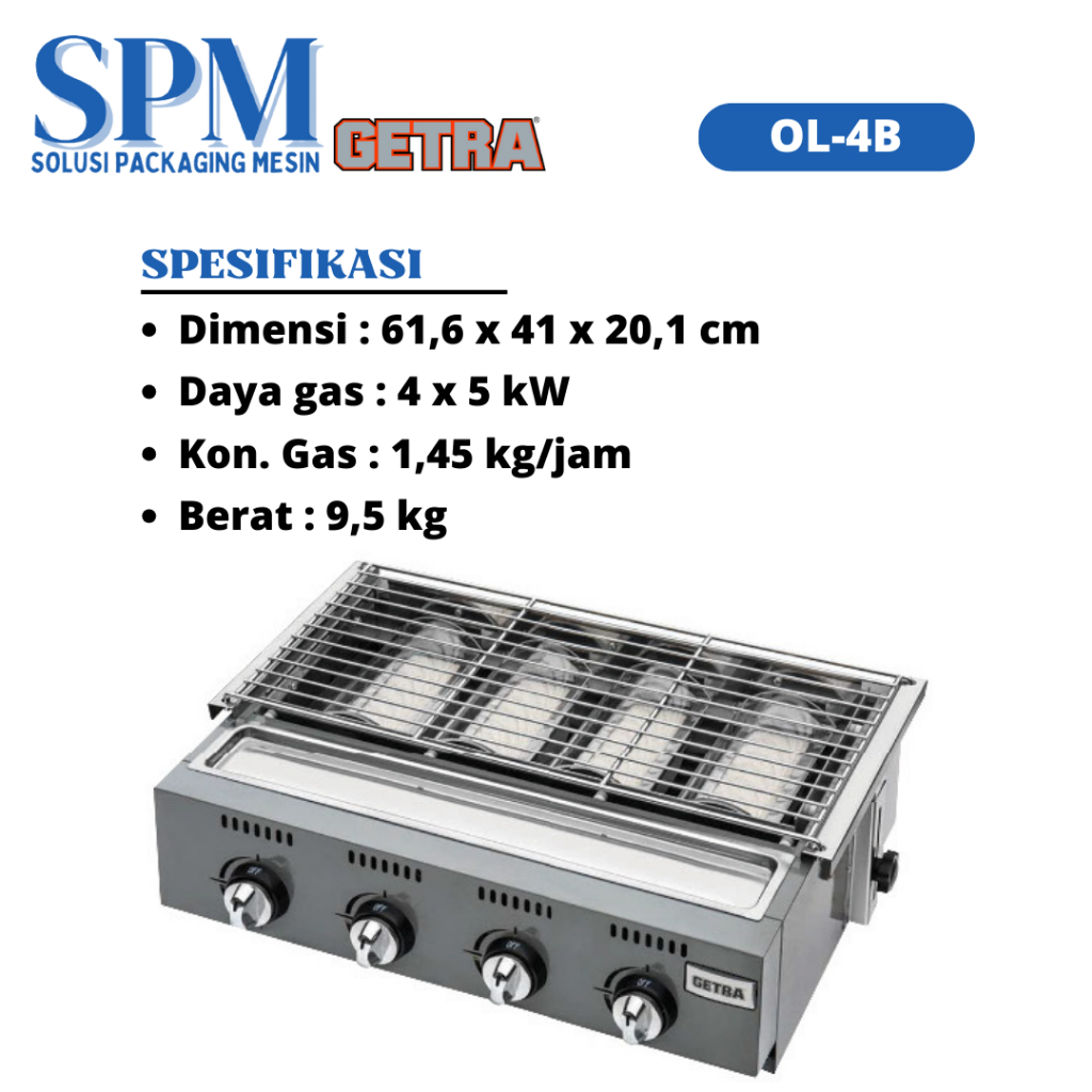 Jual Getra Kompor Pemanggang 4 Tungku Griller 4 Burner OL-4B / OL 4B ...