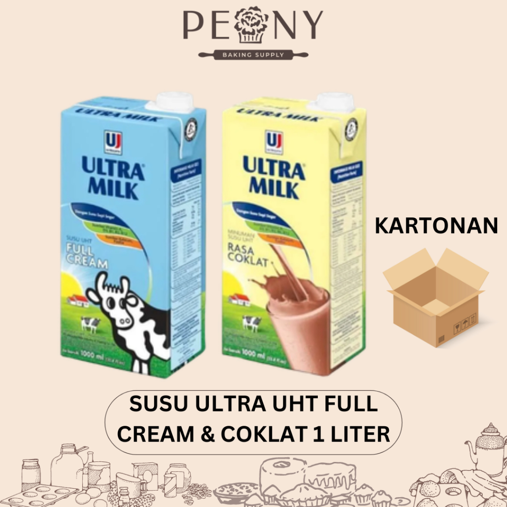 Jual ULTRA SUSU UHT FULL CREAM (PUTIH) / COKLAT 1 LTR / 1000 ML (KARTON) | Shopee Indonesia