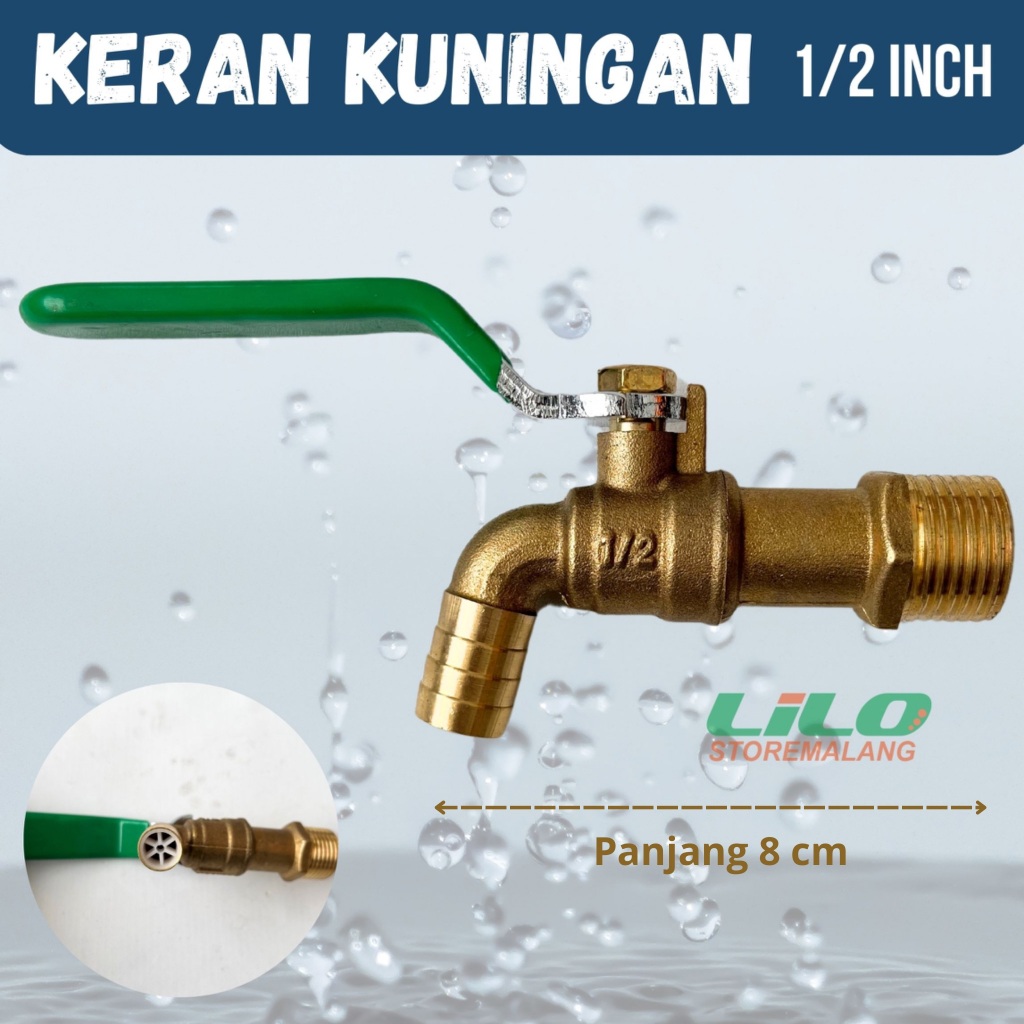 Jual Kran Keran air tembok kuningan merek 1/2 inch 1/2" L273 | Shopee Indonesia