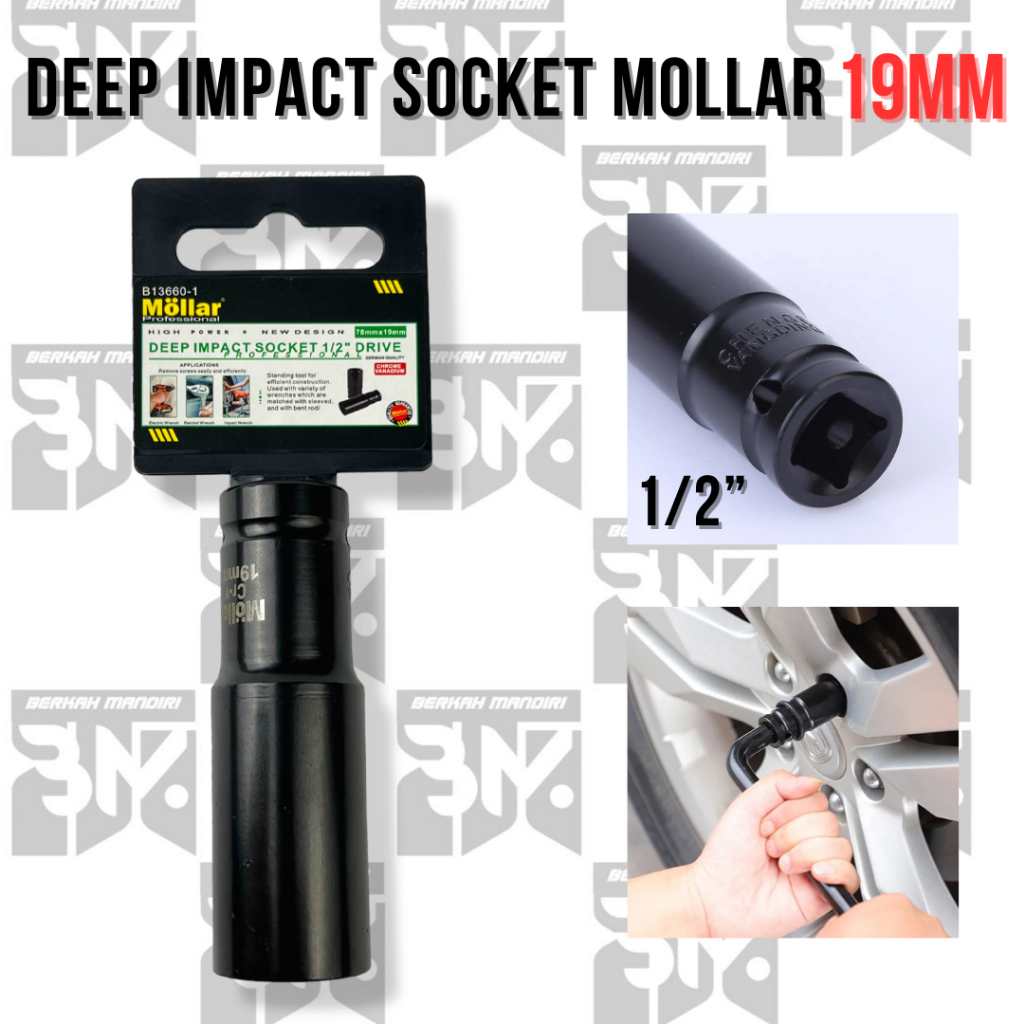 Jual Mollar Deep Impact Socket Shock Sock Sok Panjang 1/2 Inch Eceran Satuan 19mm - Mata Sok ...