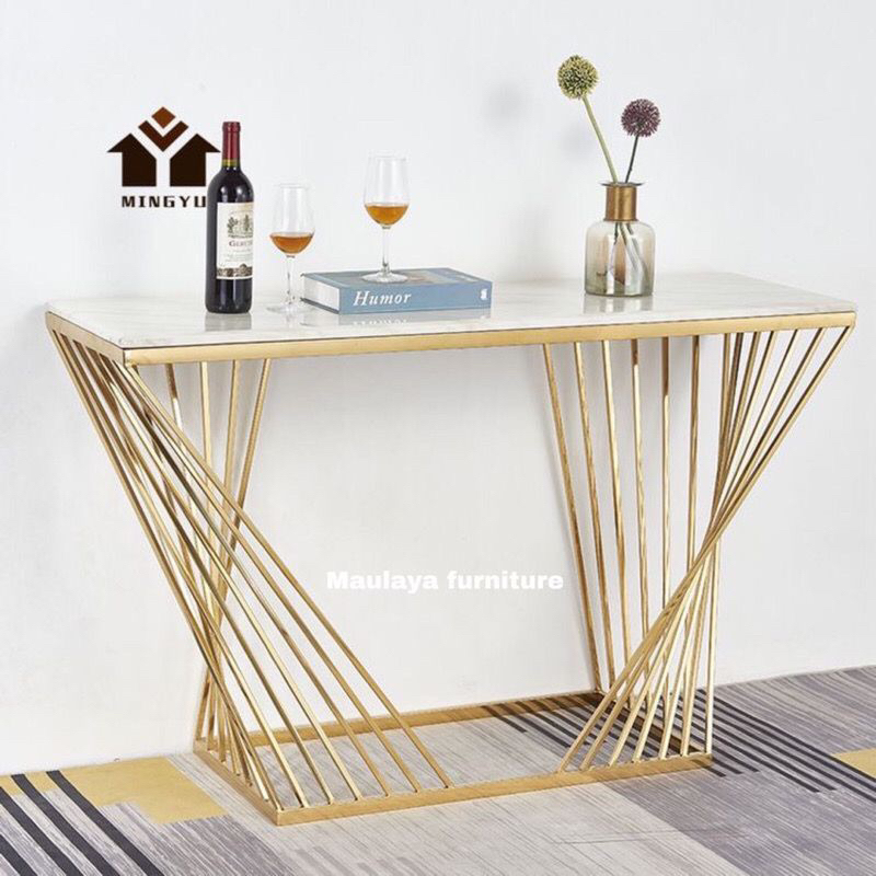 Jual Meja Hias Harpa Marmer Asli Kaki Gold | Shopee Indonesia