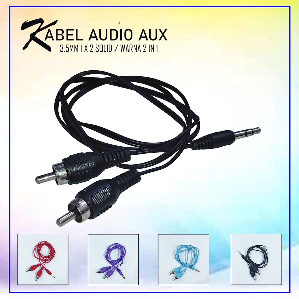 Jual KABEL AUDIO AUX 3.5 MM 1X2 SOLID / WARNA 2IN1 | Shopee Indonesia