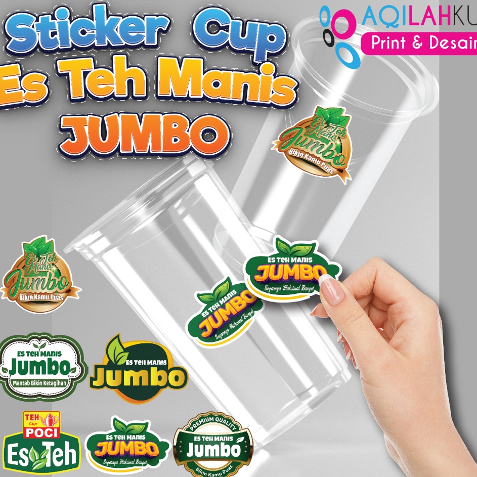 Jual Produk Keren Stiker label cup es teh Manis Jumbo | 1 Pack isi 50/ ...