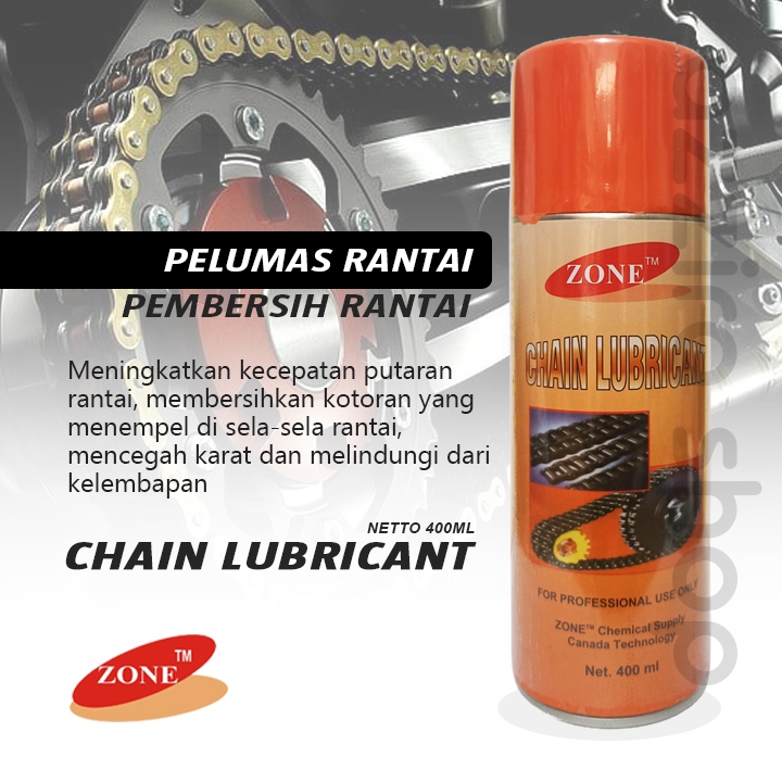 Jual ZONE Chain Lubricant Pelumas Rantai High Performance Chain Lube 400 ml | Shopee Indonesia