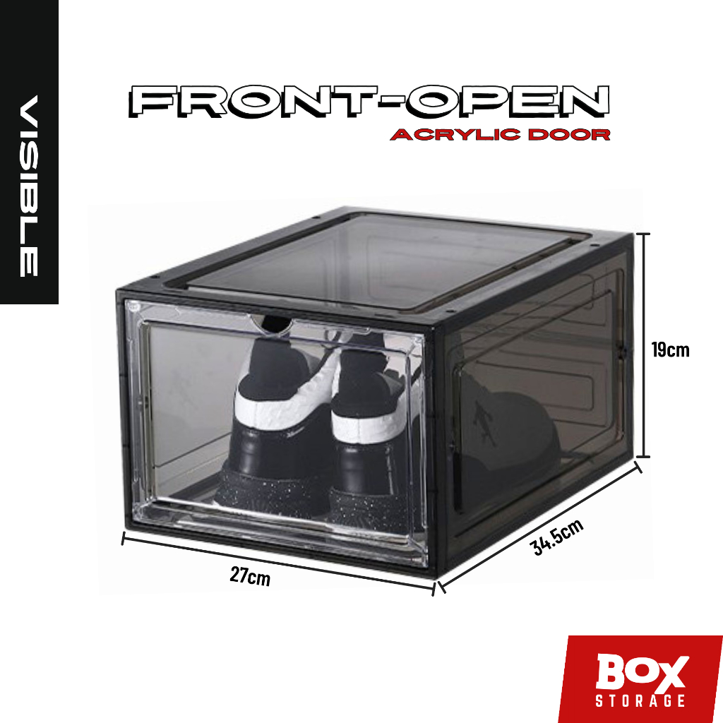Jual 「VISIBLE」Shoe Box Front Drop Smoke Dark Transparent Acrylic Door ...
