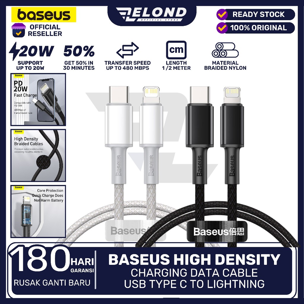 Jual Baseus Kabel iPhone USB C to Lightning High Density Series PD Fast ...