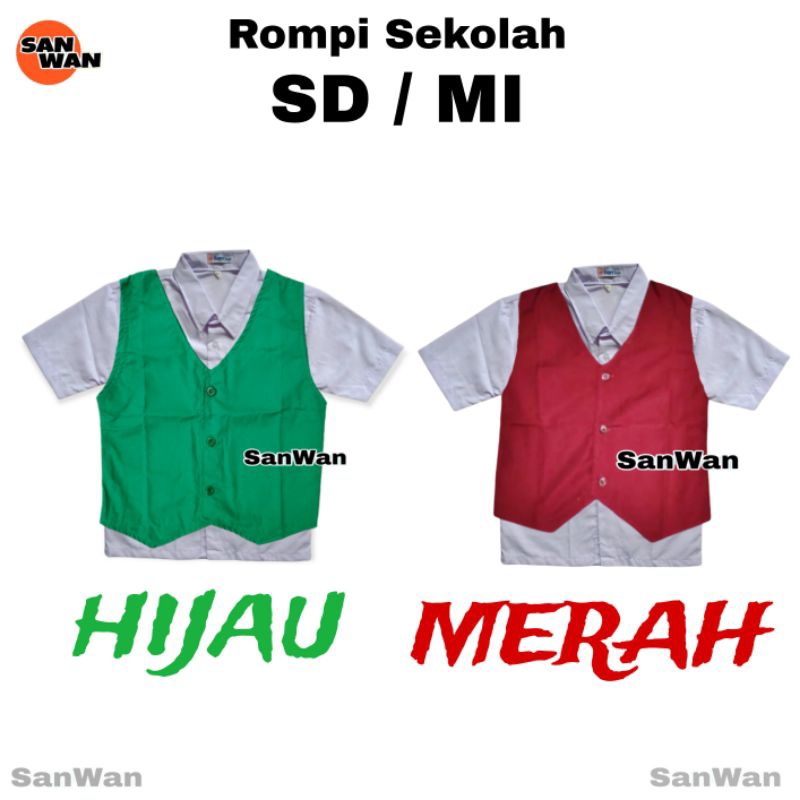 Jual Rompi Sd Merah Rompi MI Hijau Baju seragam Sekolah | Shopee Indonesia