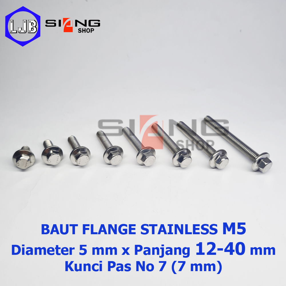 Jual Baut Flange Stainless M5 Panjang 12 sd 40mm | Shopee Indonesia