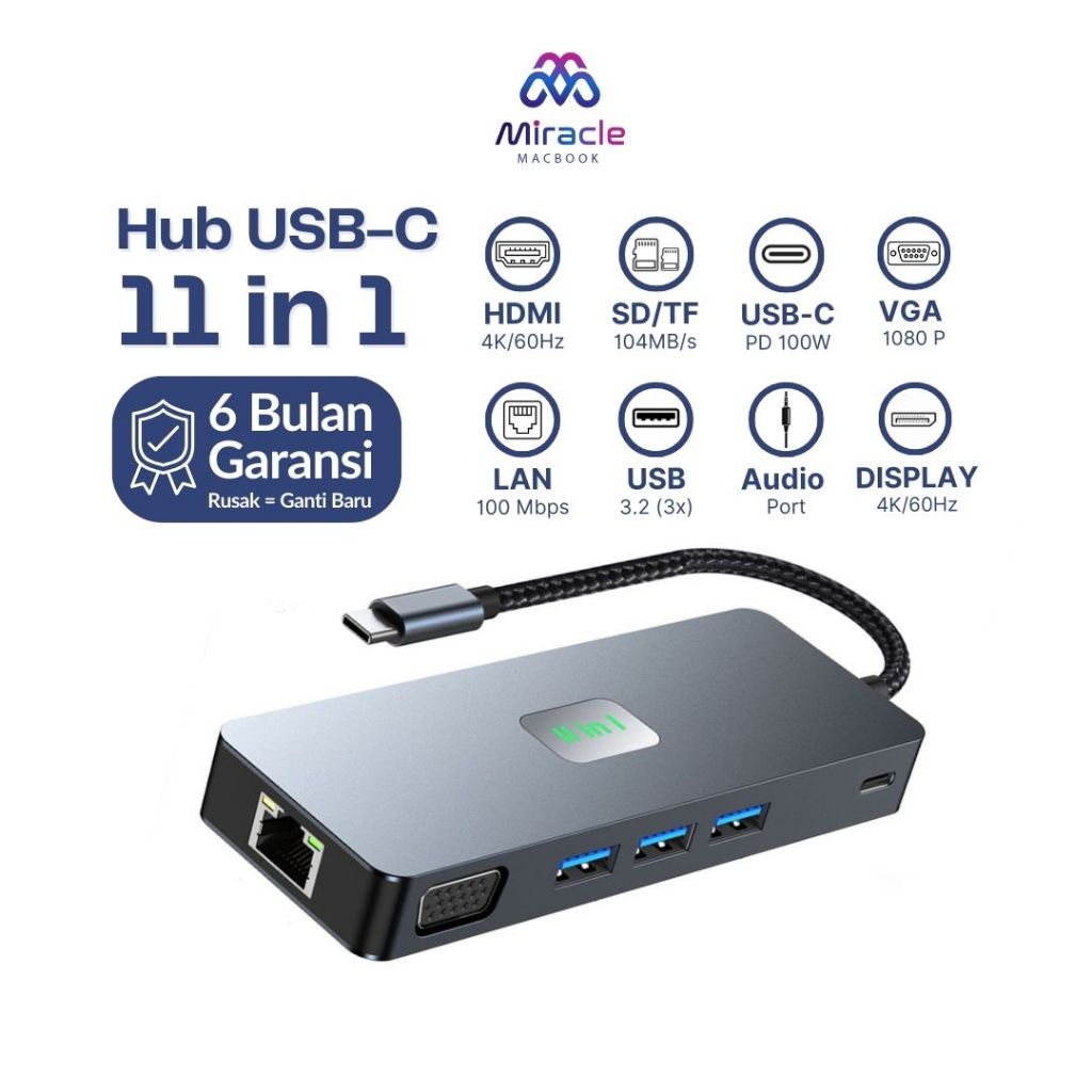 Jual MIRACLE [2309 NEW CONNECTED 3 DEVICE] 11 in 1 Laptop Docking ...