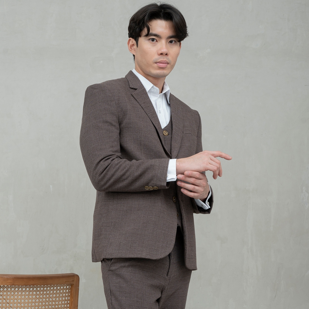 Jual Houseofcuff Jas Celana Vest Rompi Blazer Coklat Slim Fit Motif ...
