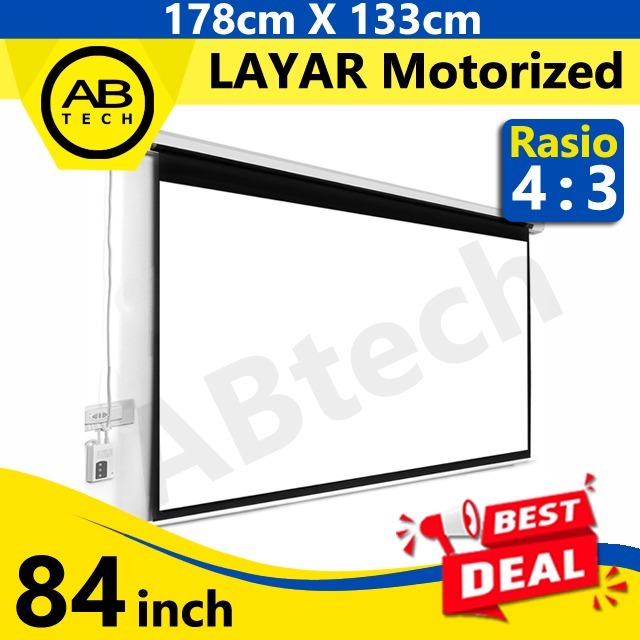 Jual Layar Proyektor Motorized 84 inch Rasio 4:3 - Screen Projector 84 ...