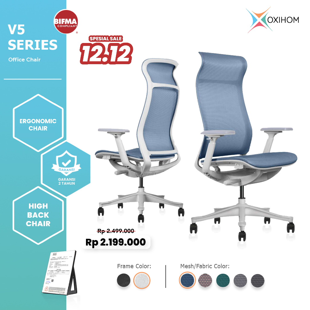 Jual Oxihom V5 Full Mesh Chair Kursi Kantor Kursi Gaming Belajar ...