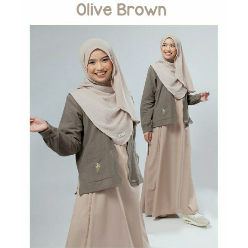 Jual SHIMA DRESS JILBRAVE | Feminine Casual Dress dengan aksen Bordir bunga | Gamis Bahan Katun ...