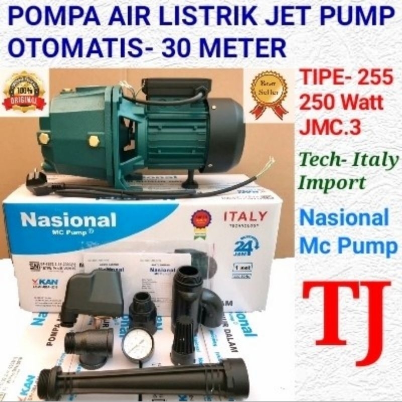 Jual mesin pompa air listrik jet pump otomatis nasional 255- 30 meter ...