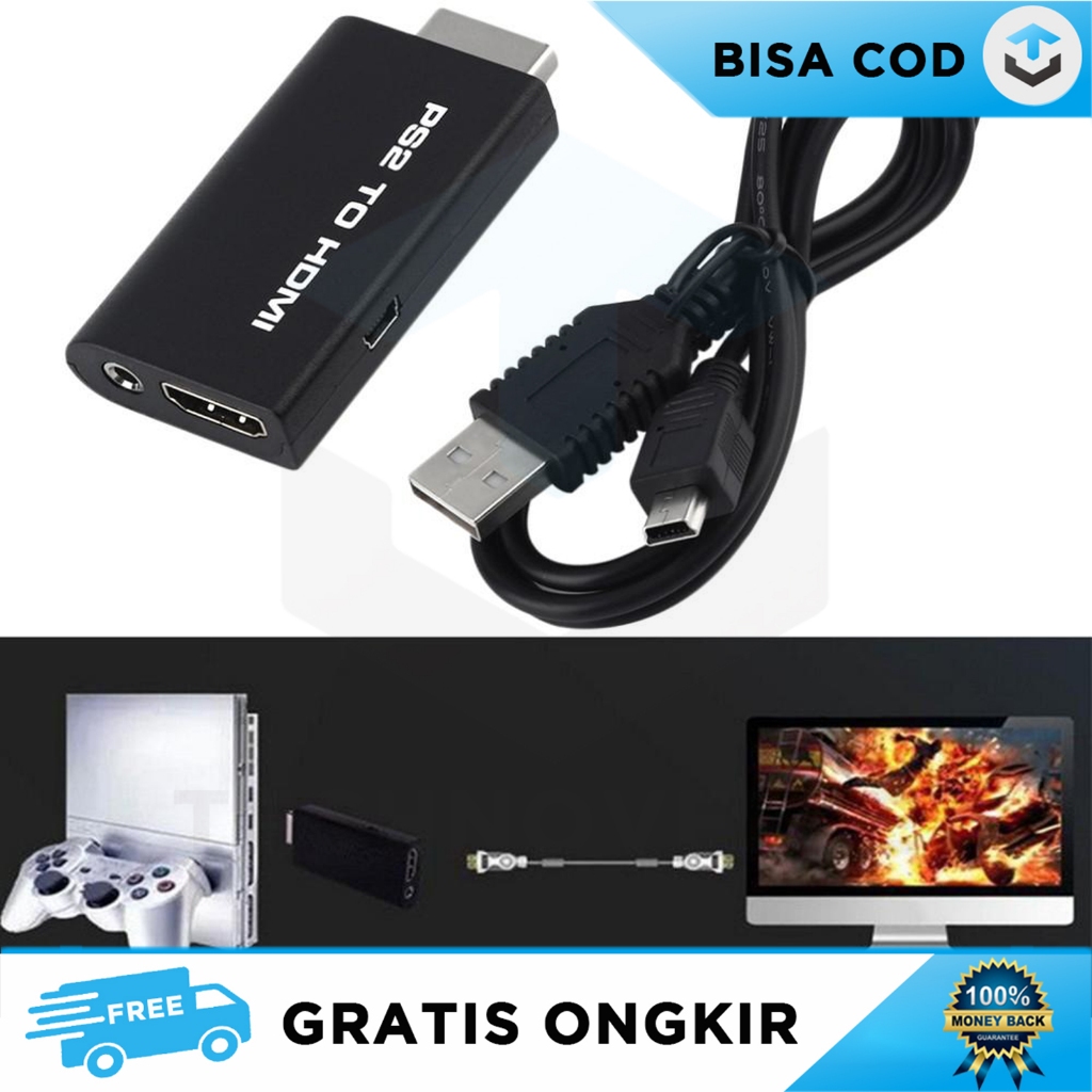 Jual ADAPTOR CONVERTER VIDEO PS2 TO HDMI 1080P SPEAKER JACK PLUG 3.5mm ...