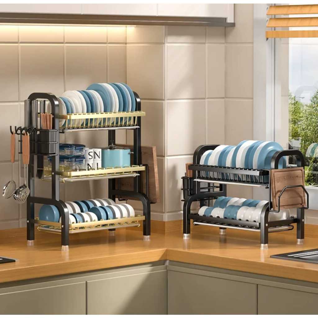 Jual Rak Piring Dapur Stainless Steel Penyimpanan Rak Pengering Piring ...
