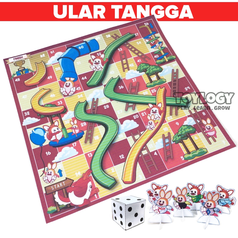 Jual Mainan Edukasi Anak Ular Tangga Kertas DIY Karakter Lucu Permainan ...