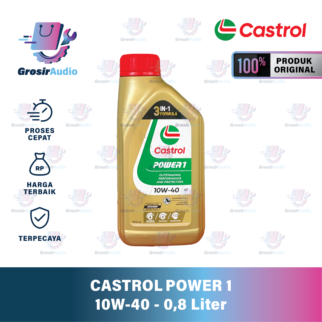 Jual CASTROL POWER 1 SAE 10W-40 API SN, JASO MA2 4-AT 0,8 LITER ...