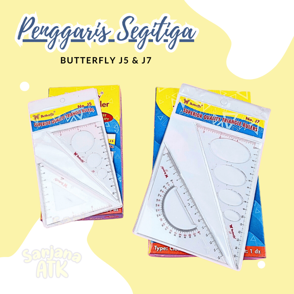 Jual Penggaris Segitiga Butterfly / Set Triangle Ruler Butterfly ...