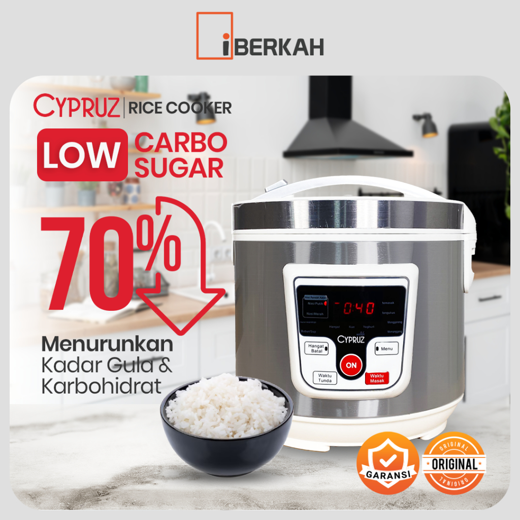 Jual CYPRUZ Rice Cooker 2L New Technology - Low Carbo Low Sugar ...