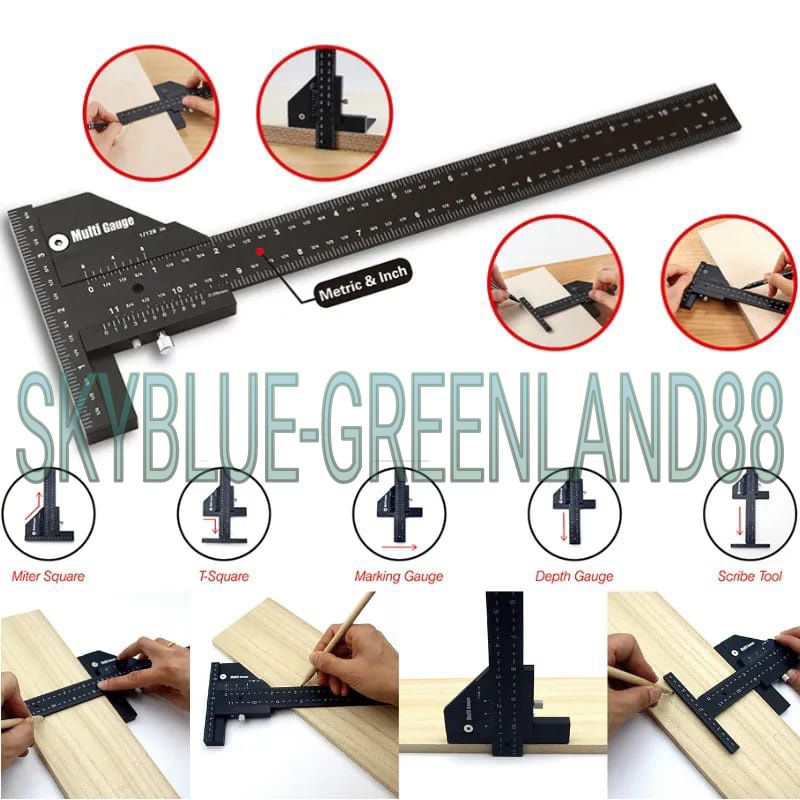 Jual Multifungsi Rules Aluminium Alloy T-Shaped Rulers Penggaris Wood ...